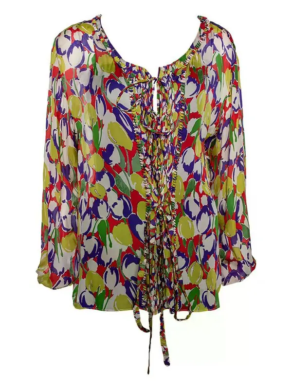 Roberto Cavalli Abstract-print Silk Blouse