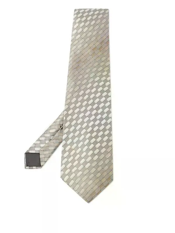 LANVIN Geometric-pattern Silk Tie - Grey