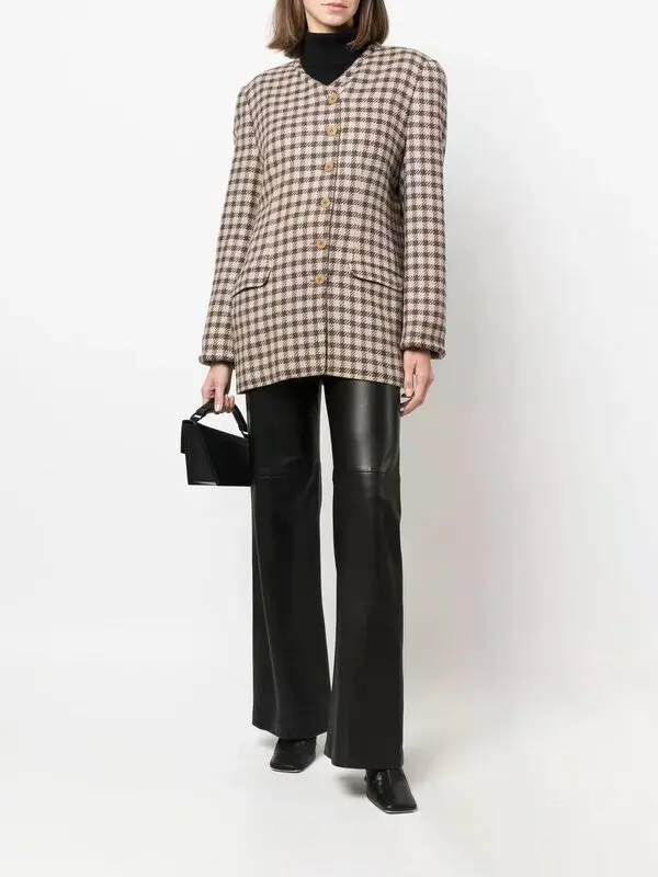 Giorgio Armani 1980s Houndstooth V-neck Blazer