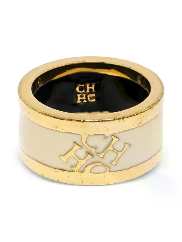 Carolina Herrera Logo-detail Enamel Ring - White