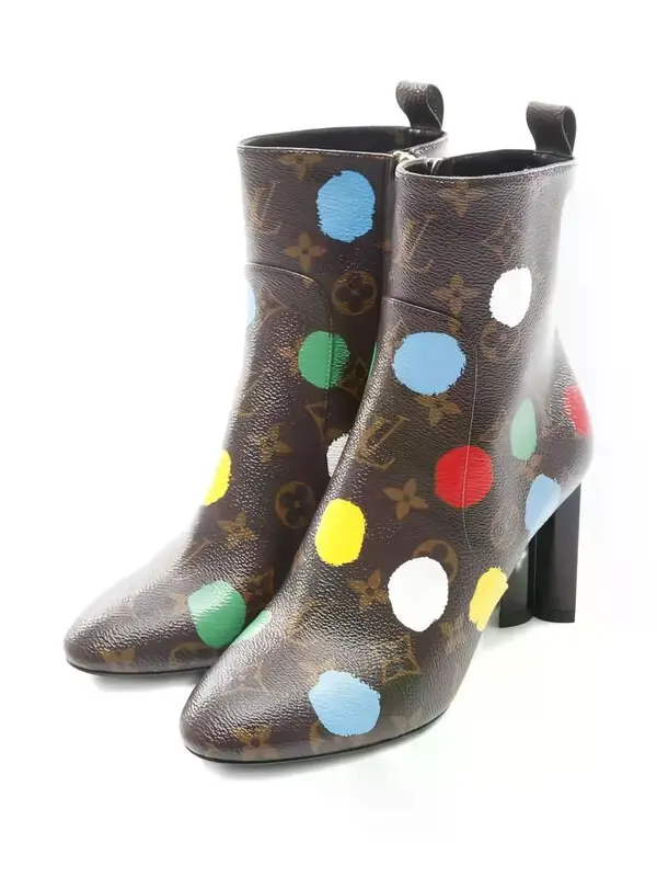 LOUIS VUITTON X Yayoi Kusama Monogram Polka-dot Ankle Boots