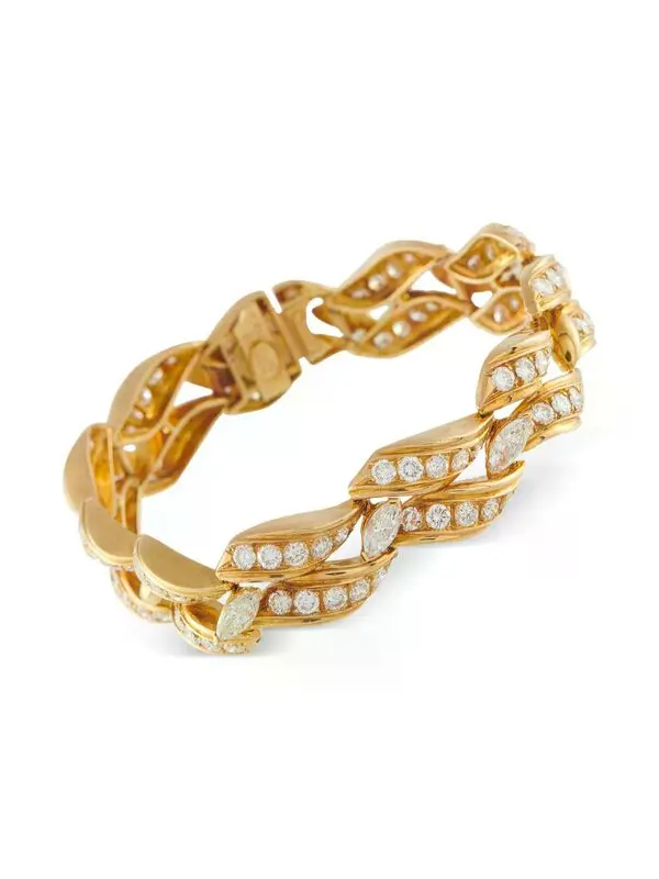 CHAUMET 18k Yellow Wave-link Diamond Bracelet - Gold