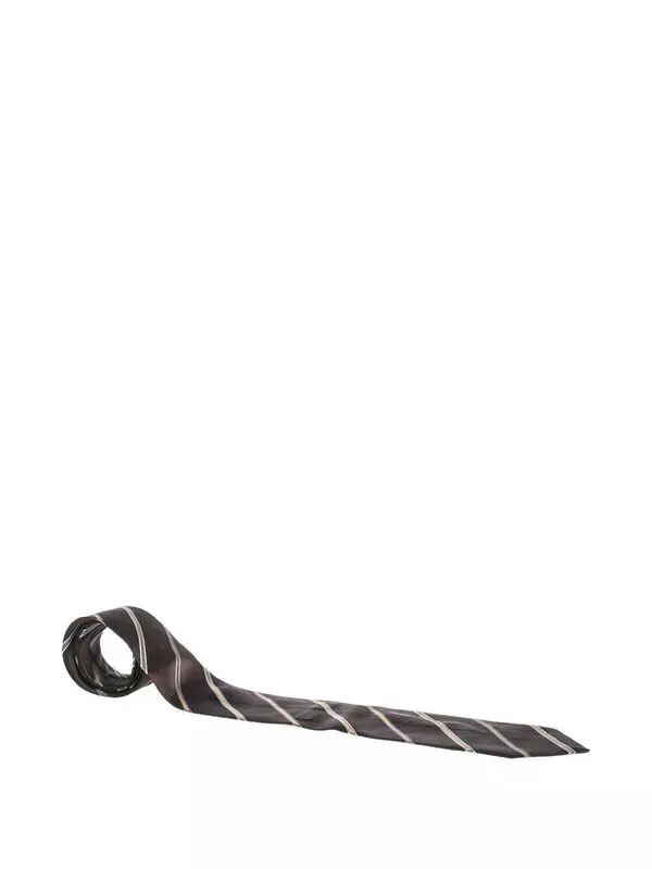 Ermenegildo Zegna Diagonal Striped Silk Tie - Brown