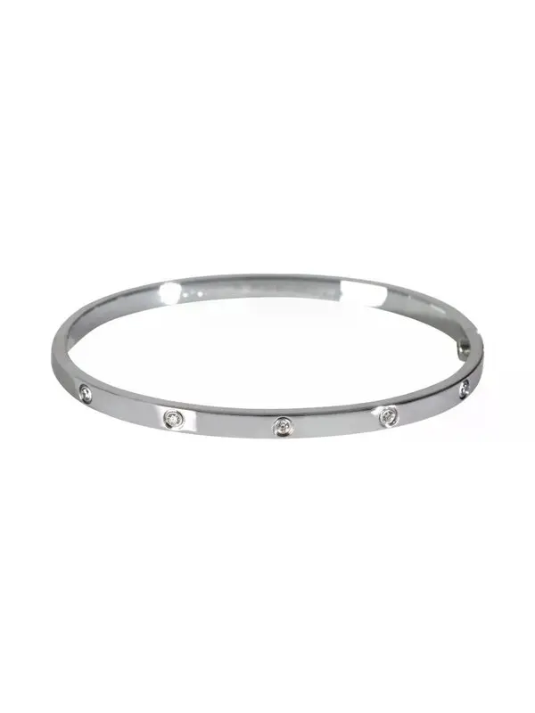 CARTIER 18k White Gold Love Diamond Bangle - Silver