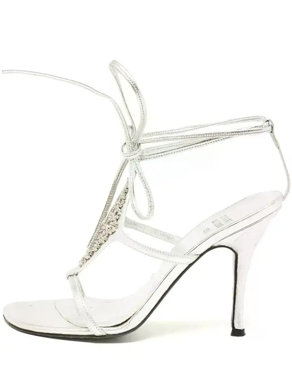 STUART WEITZMAN 95mm Rhinestone-embellished Ankle-strap Sandals - Silver