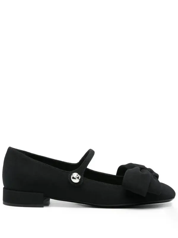 Valentino Garavani Bowjane Leather Ballerina Flats - Black