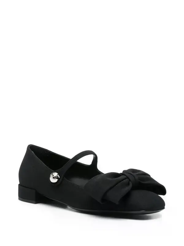 Valentino Garavani Bowjane Leather Ballerina Flats - Black