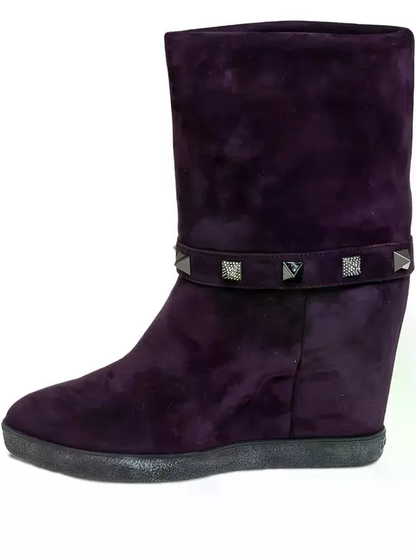 LE SILLA Spike-studded Suede Wedge Boots