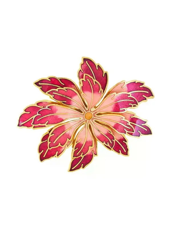 SUSAN CAPLAN 1980s Lotus-flower Brooch - Red