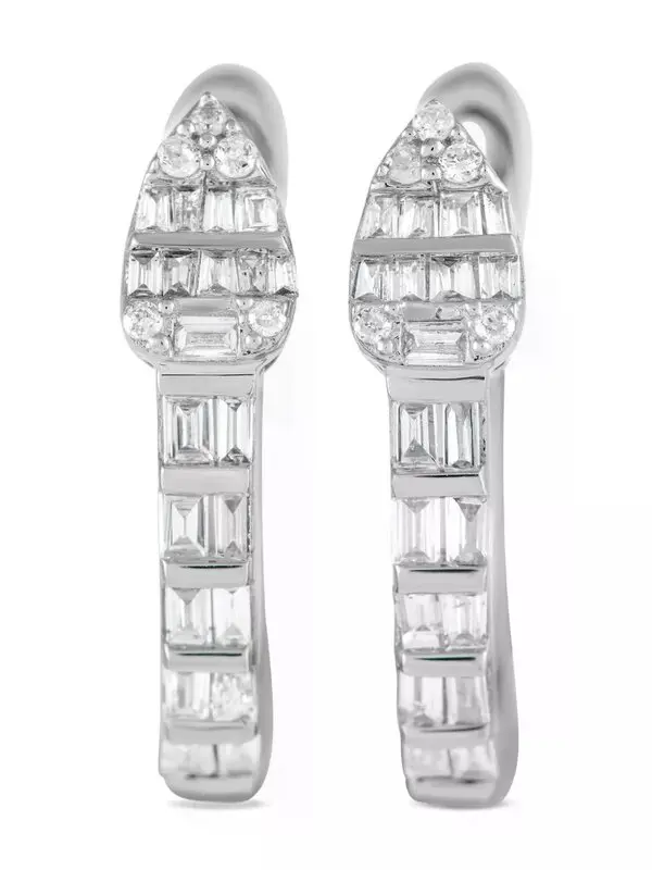 LB EXCLUSIVE 14k White Gold Diamond Hoop Earrings - Silver