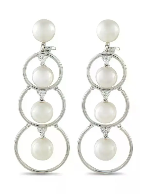 ASSAEL 18k White Gold Diamond And Pearl Clip-on Earrings - Silver