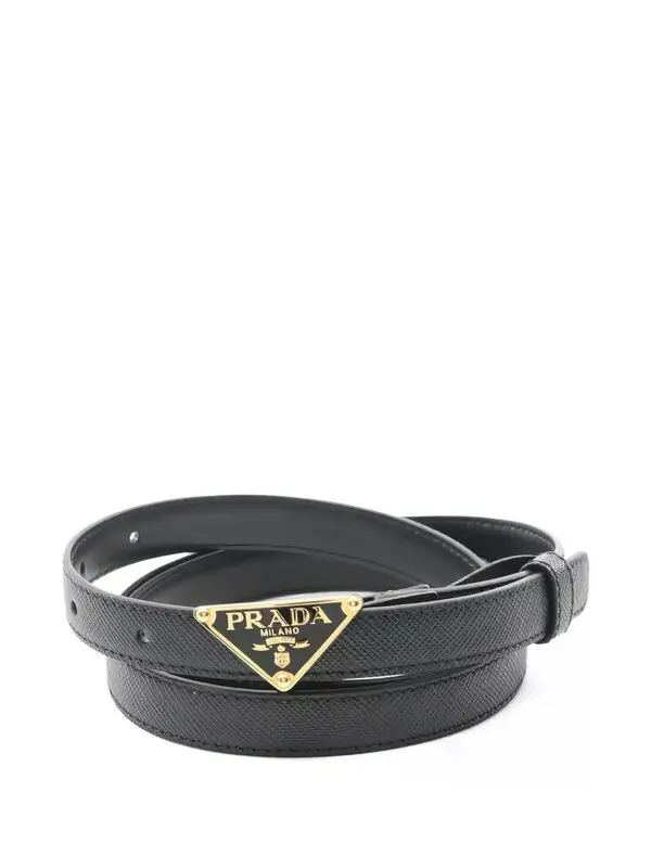 Prada Triangle-logo Leather Belt - Black