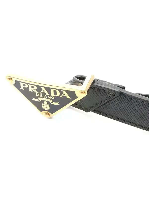 Prada Triangle-logo Leather Belt - Black