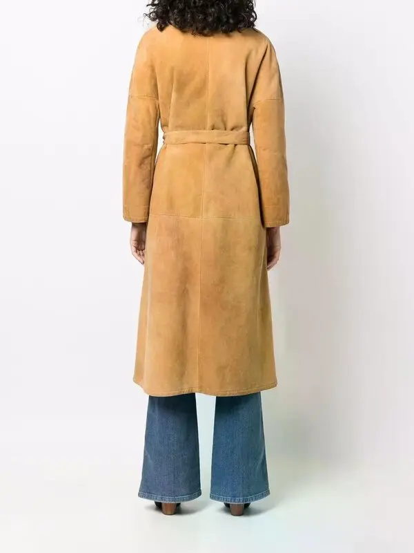 Hermès 1990s Leather Tied-waist Coat