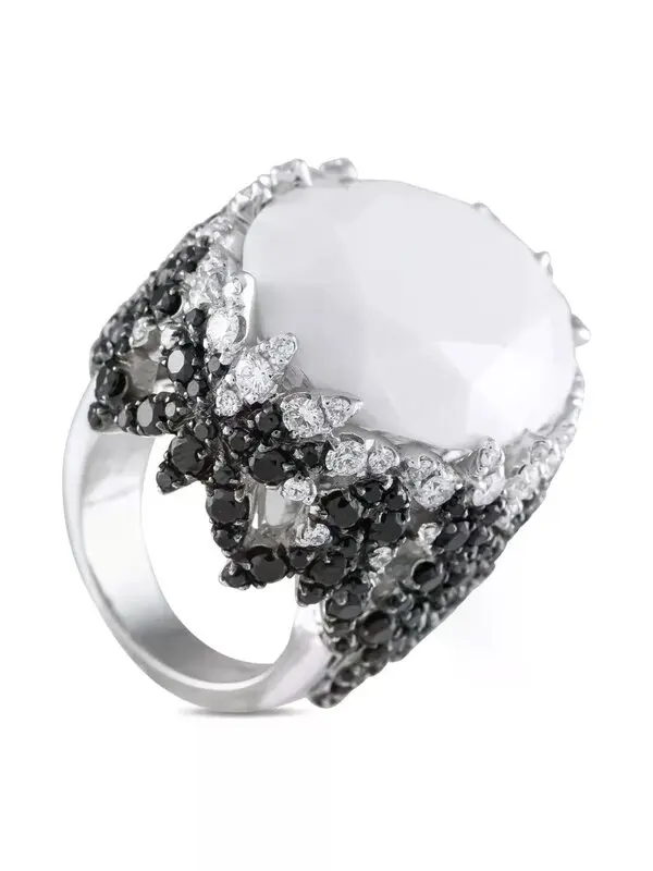 Pasquale Bruni 18k White Gold Diamond And Agate Ring - Silver