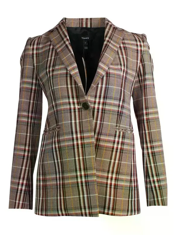 Theory Plaid Single-breasted Blazer