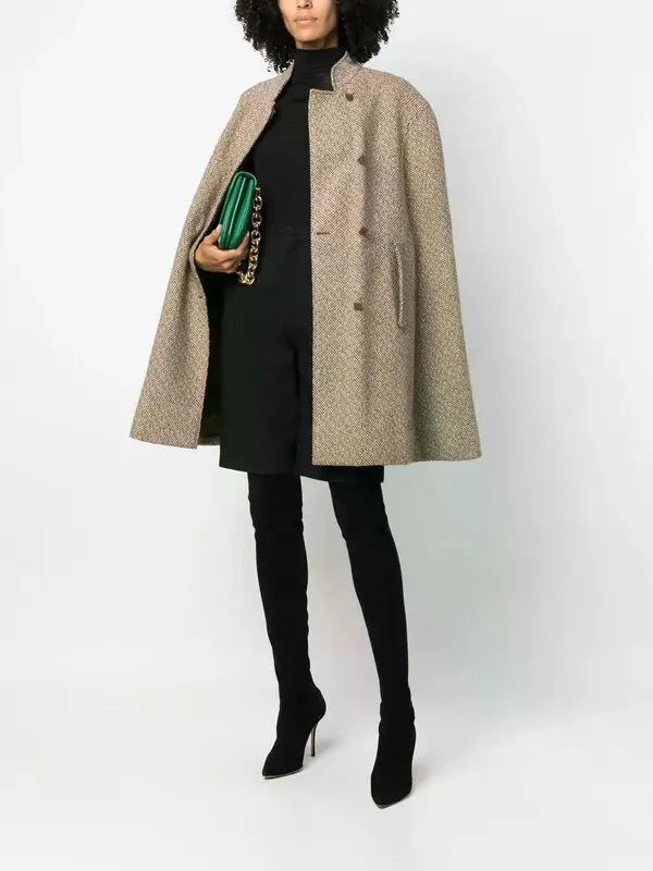 A.N.G.E.L.O. VINTAGE CULT 1960s Herringbone Cape-style Coat