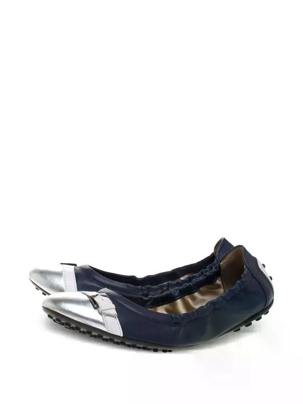 TOD'S Metallic-effect Toe Ballet Flats