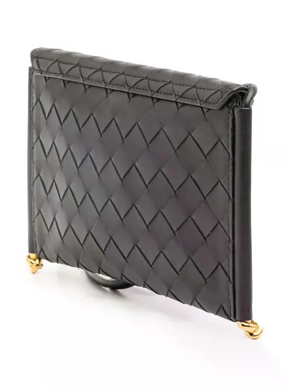 Bottega Veneta Calfskin Intrecciato Solstice Phone Pouch Crossbody Bag - Black