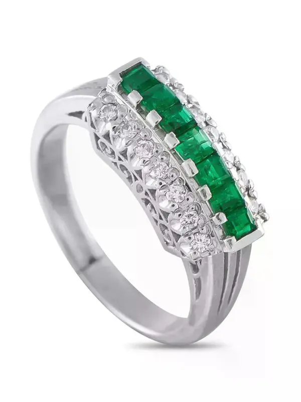 LB EXCLUSIVE Platinum, Diamond And Emerald Ring