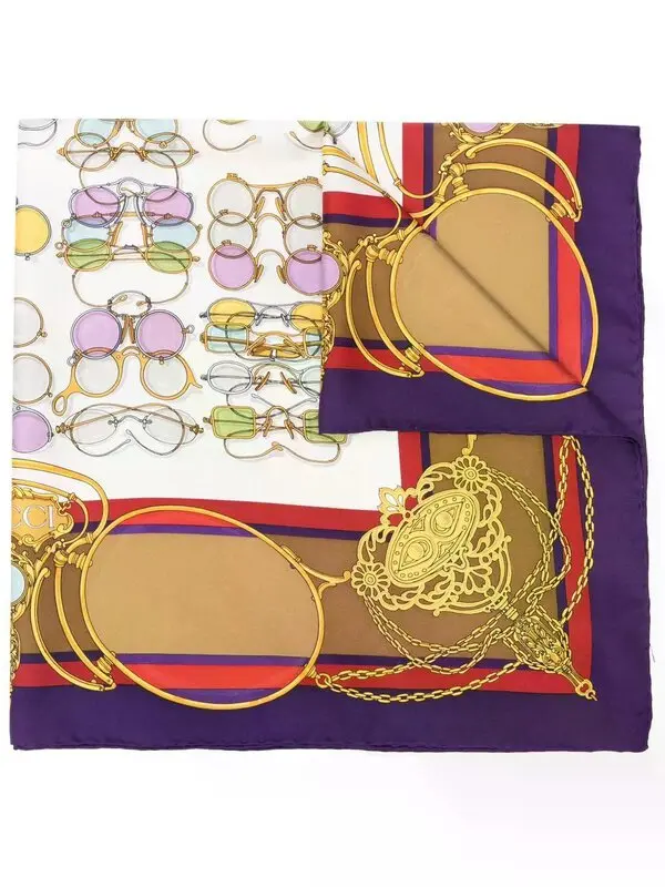 Gucci 1990s Sunglass-print Silk Scarf - Purple