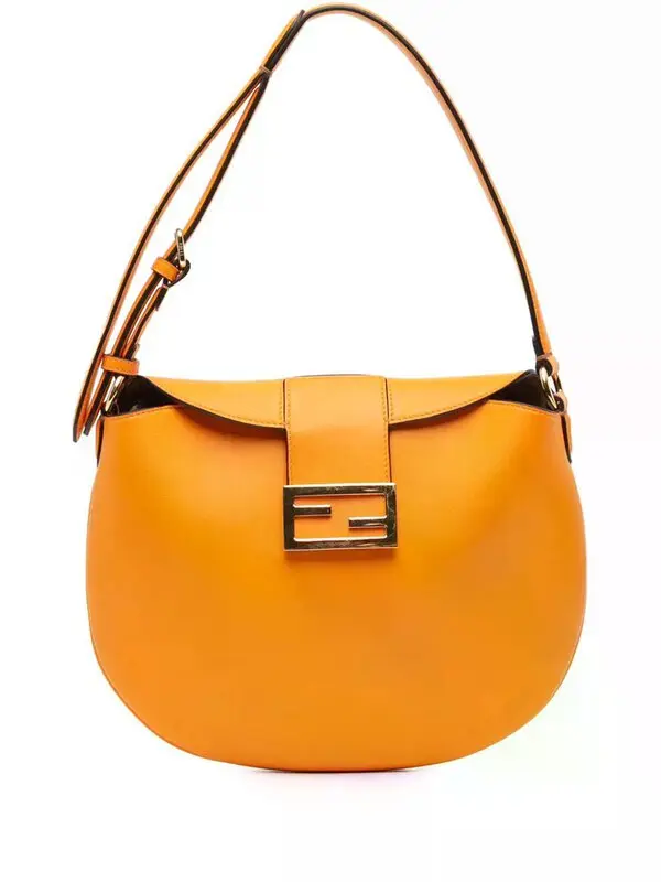 Fendi Small Leather Croissant Hobo Bag - Orange