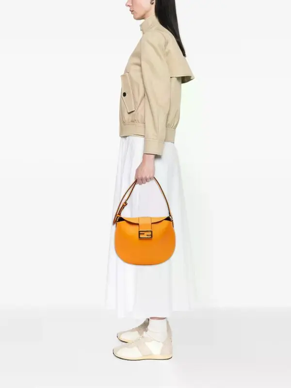Fendi Small Leather Croissant Hobo Bag - Orange