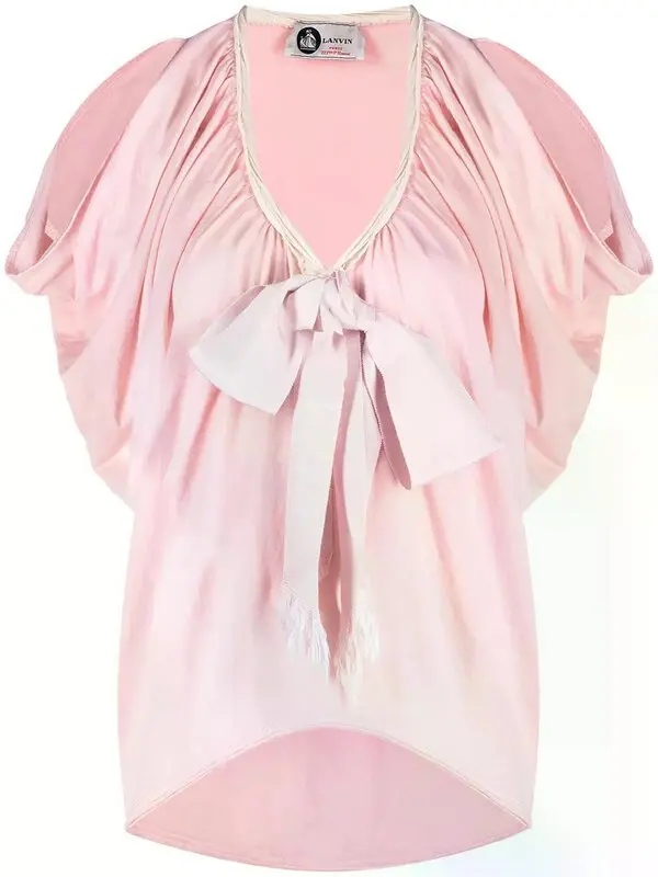LANVIN 2000s Bow Detail Ruched Blouse