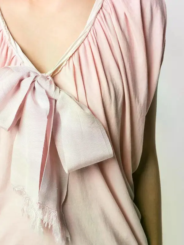 LANVIN 2000s Bow Detail Ruched Blouse