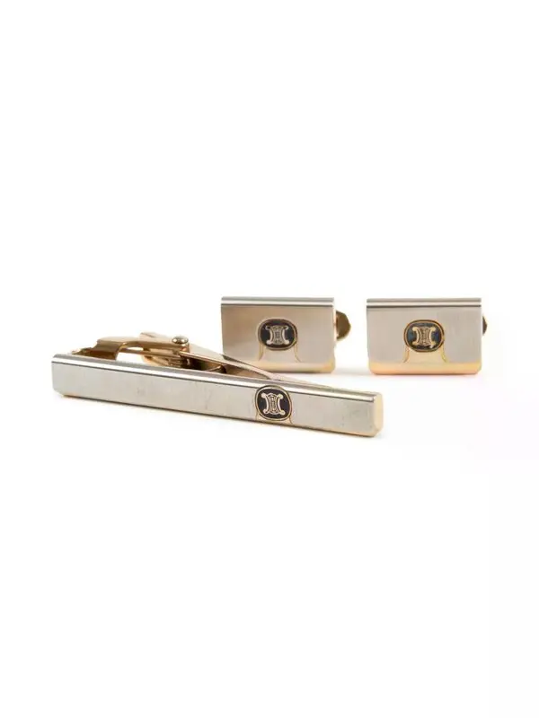 Celine 1990s Triomphe Cufflinks Set - Silver