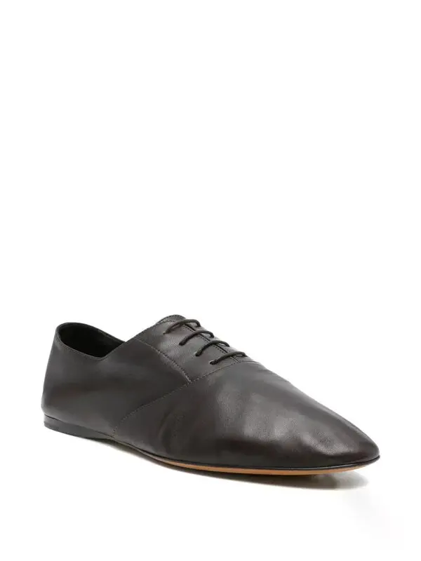THE ROW Awar Lace-up Leather Oxfords - Brown