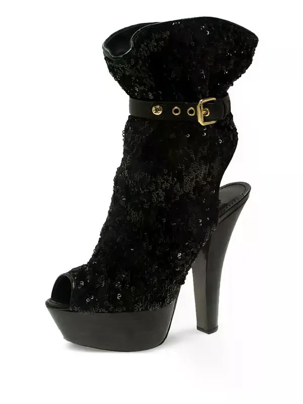 LOUIS VUITTON 140mm Sequin-embellished Peep-toe Boots