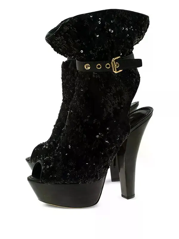 LOUIS VUITTON 140mm Sequin-embellished Peep-toe Boots