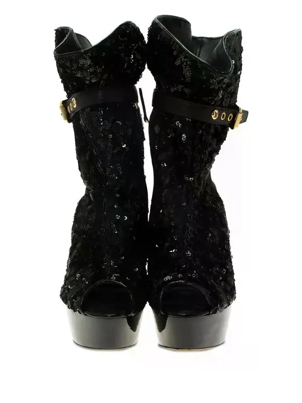LOUIS VUITTON 140mm Sequin-embellished Peep-toe Boots