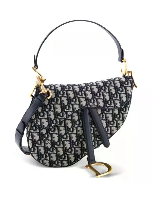 Dior Saddle Handbag With Strap Oblique Canvas - Blue