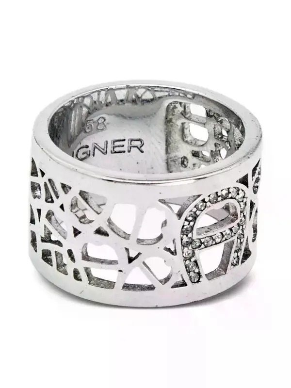 AIGNER 2024 Crystal Logo Ring - Silver