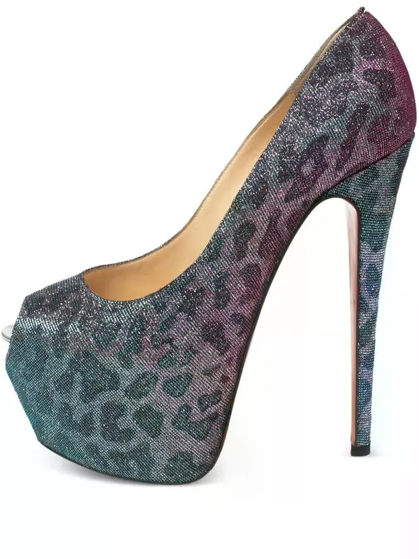 CHRISTIAN LOUBOUTIN 150mm Leopard Print Peep-toe Pumps