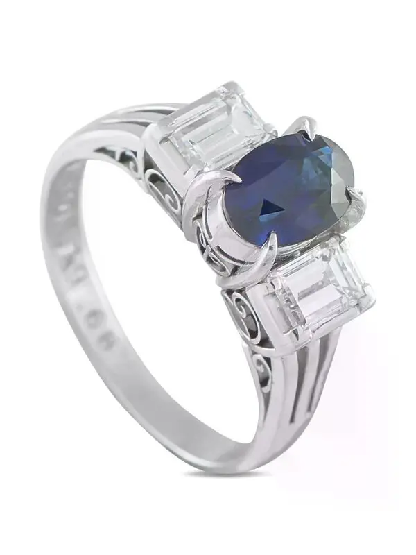 LB EXCLUSIVE Platinum Diamond And Sapphire Ring - Silver