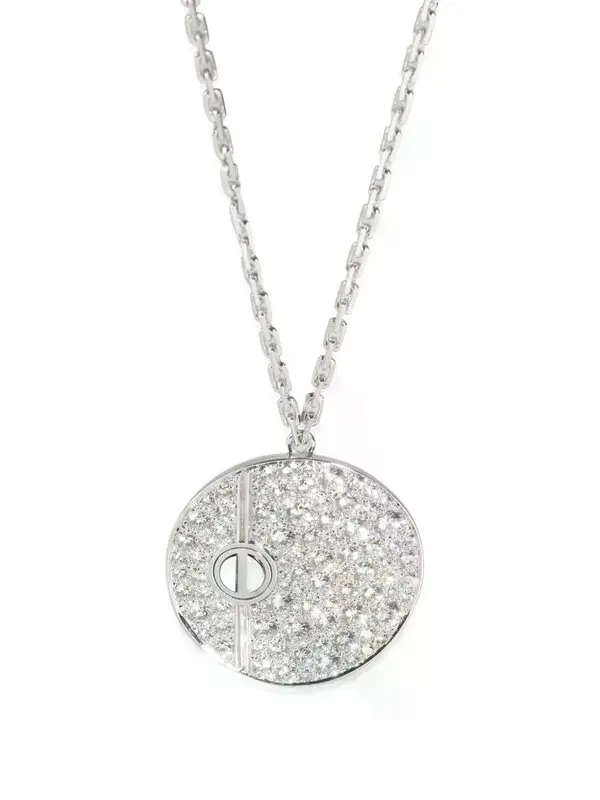 CARTIER 18kt White Gold Love Pendant Necklace With 1.5ctw Diamonds - Silver