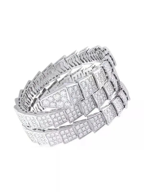 BVLGARI 18k White Gold Viper Diamond Bracelet - Silver