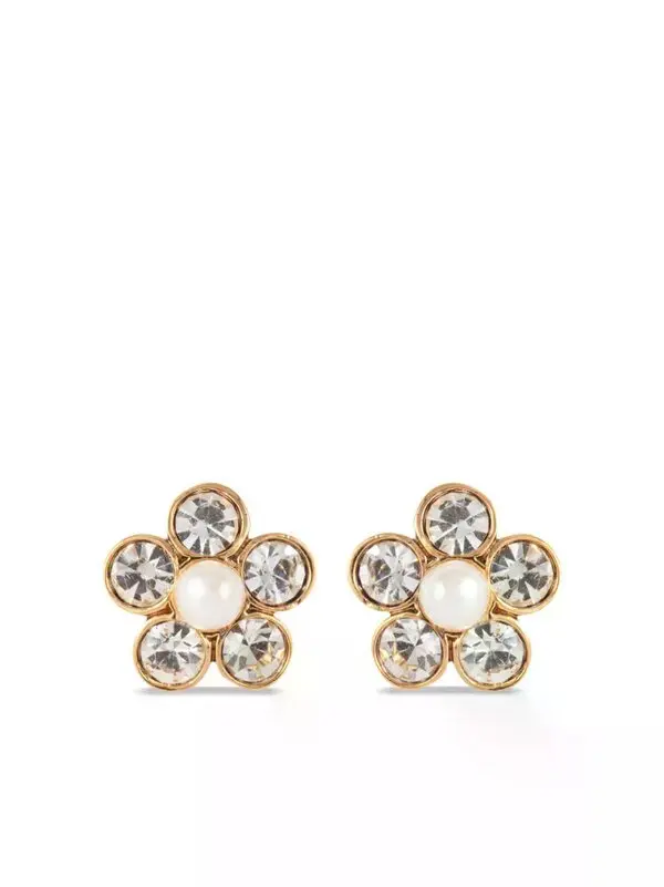 Nina Ricci 1980s Daisy Faux-pearl Earrings - Gold