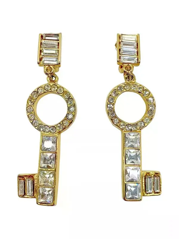 JENNIFER GIBSON JEWELLERY 1980s Ugo Correani Crystal Earrings - Gold