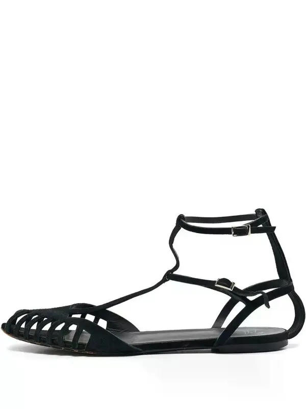 GIUSEPPE ZANOTTI Strappy Cut-out Flat Sandals - Black
