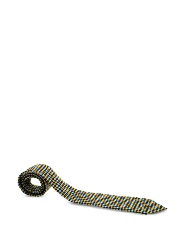 LANVIN Check-pattern Silk Tie - Yellow