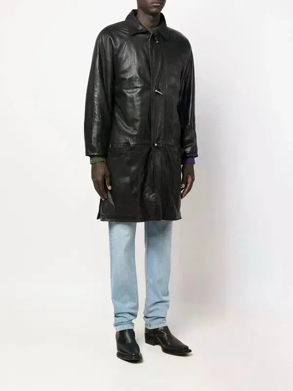 Versace 1980s Single-breasted Leather Coat