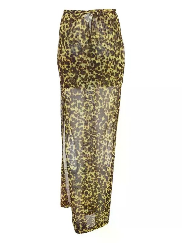 Versace Leopard-print Mesh Skirt