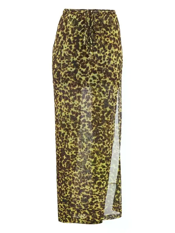 Versace Leopard-print Mesh Skirt