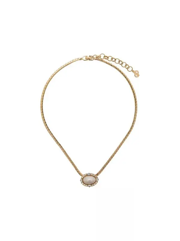 Dior 1970's Oval Pendant Necklace - Gold