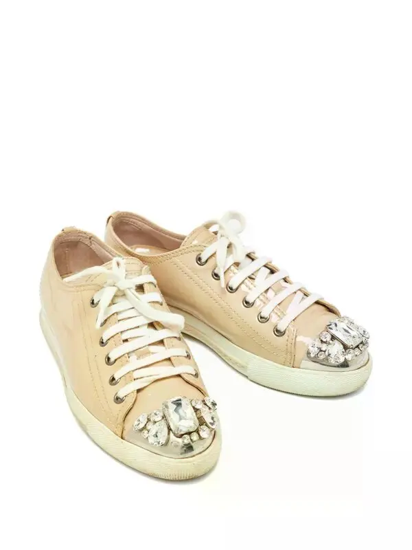 Miu Miu Patent Leather Crystal-embellished Sneakers