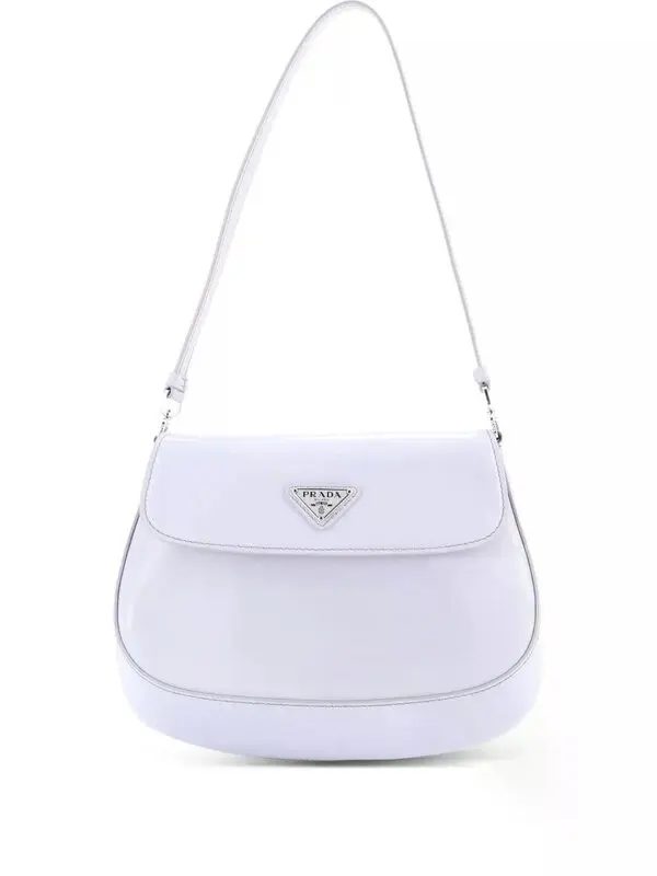 Prada Cleo Flap Shoulder Bag Spazzolato Leather Hobo Bag - Grey